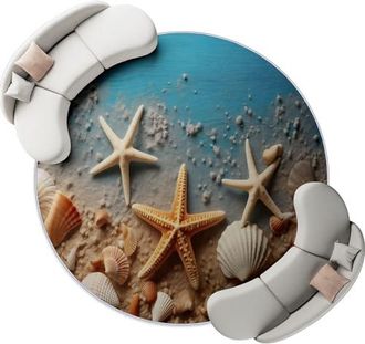 Generic 180 cm Tapis Rond en Laine synth&eacute;tique - Motif C&ocirc;te Animaux Marins Coquillages antid&eacute;rapant Lavable Tapis pour Chambre denfant Salle &agrave; Manger Salle de