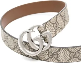 Gucci Logo Buckle Canvas Belt - Beige