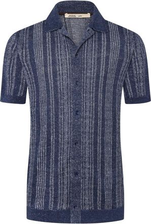 Maurizio Baldassari Strick-Kurzarmhemd mit Streifenstruktur und Leinenanteil in