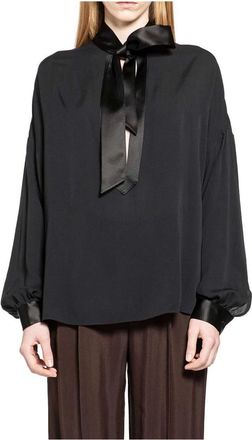 Tom Ford Femme, Blouses et Chemises, Noir, Taille: 34 FR Tunique Lavalli&egrave;re en Georgette de Soie D&eacute;lav&eacute;e