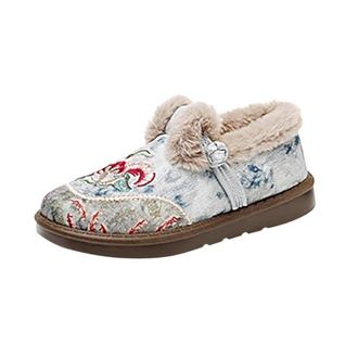 Generic Pantoufles brod&eacute;es pour femme avec bordure d&eacute;corative, pantoufles confortables pour lint&eacute;rieur et lext&eacute;rieur femme 41, gris, 38 EU