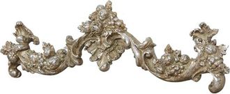 Biscottini International Dekorative Plakette - L 42 x T 3,5 x H 12 cm - Wohnkultur - Antikes Silber - Wanddekorationen aus Holz