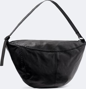 AllSaints Esme Whipstitch Leder-Umh&auml;ngetasche in Schwarz