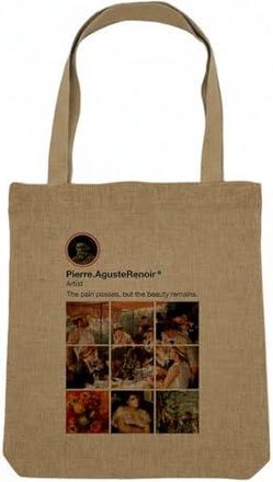 Fabulous Sac Shopping Tote Bag Aspect Lin - Renoir R&eacute;seaux Sociaux Peinture Peintre - Sac de Courses Toile Epaisse 360g Beige Naturel Cabas Port&eacute; Epaule Solide