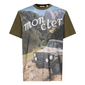 Moncler Homme, Tops, Multicolore, Taille: S T-shirt ras du cou en jersey de coton imprimé