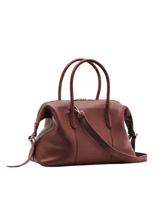 Patrizia Pepe Womens Smooth Leather Bowling Bag Hot Brown Calf Handbags Hand