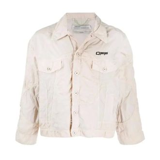 Off-white Homme, Vestes, Beige, Taille: L Veste Bomber Coupe-Vent Logo