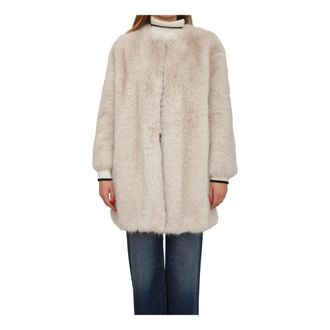 Max Mara Femme, Vestes, Blanc, Taille: 36 FR Pelliccia