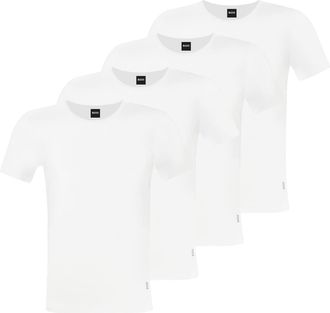 BOSS Herren Modern T-Shirts Cotton Stretch Slim Fit Crew-Neck 4er Pack, Farbe:Wei&szlig;, Artikel:-100 White, Gr&ouml;&szlig;e:2XL