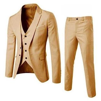 Generic Costume Homme 2 pi&egrave;ces Slim Fit Smoking Simple Poitrine &agrave; Deux Boutons Men Suits 2 Piece pour Mariage Business F&ecirc;te Confort Blazer Veste et Pantalon G