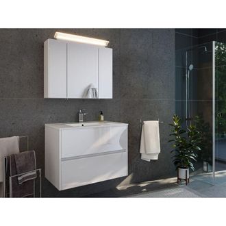 Magnolia Home Badm&ouml;belset Taifun 80cm 2tlg mit Spiegelschrank wei&szlig; Hgl