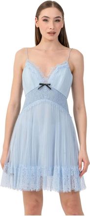 Kocca Femme, Robes, Bleu, Taille: 40 FR Robe de soir&eacute;e &agrave; volants mi-cuisse