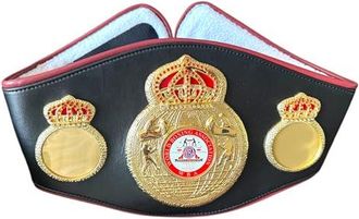 Generic WBA Ceinture de championnat de boxe Ceinture de r&eacute;compense de qualit&eacute; sup&eacute;rieure Style lutte professionnelle, r&eacute;glable, cuir PU, plaques dor&eacute;es, cadea
