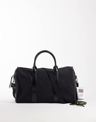 Asos Reisetasche aus Wildlederimitat in Schwarz