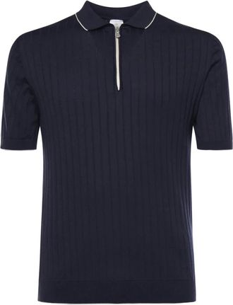 Eleventy Kurz&auml;rmeliges Polo mit halbem Rei&szlig;verschluss - - Tops - Herren - Blau - 2XL