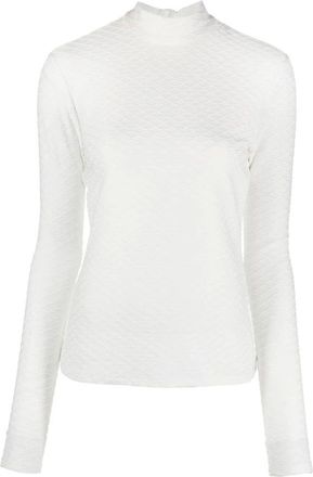 Karl Lagerfeld Femme, Pulls, Blanc, Taille: 40 FR Long Sleeve Turtleneck Top