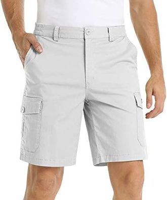 Generic Lot de shorts chino pour homme - Taille &eacute;lastique - Pantalon cargo de couleur unie - Coupe droite - Pour l&eacute;t&eacute;, le golf, le travail, les vacances - Sho