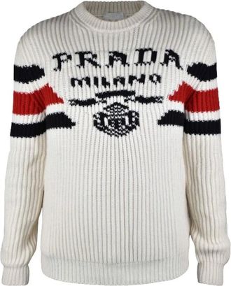 Prada Herren, Strickwaren, Wei&szlig;, XLGr&ouml;&szlig;e