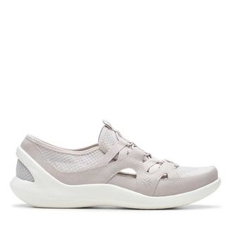 Clarks Mocassins plats Athleisure pour femme, Textile gris p&acirc;le, 6.5 Wide