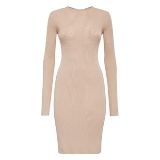 Philipp Plein Femme, Robes, Beige, Taille: 42 FR Knit Midi Criss Cross Dress