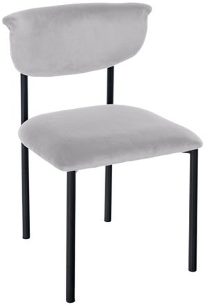Clp Esszimmerstuhl Gambell Samtbezug I Polsterstuhl bis 130 kg belastbar I K&uuml;chenstuhl mit R&uuml;ckenlehne und schwarzem Metallgestell, Farbe:grau
