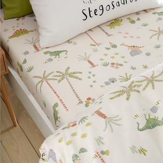 Catherine Lansfield Sleepy Dino Spannbettlaken für Einzelbett, Grün