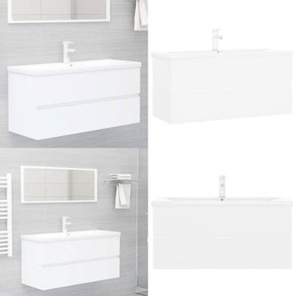 vidaXL Waschbeckenunterschrank mit Einbaubecken Wei&szlig; Holzwerkstoff - Waschbeckenunterschrank - Holzwerkstoff M&ouml;bel - Badezimmerm&ouml;bel - Einbauwaschbecken
