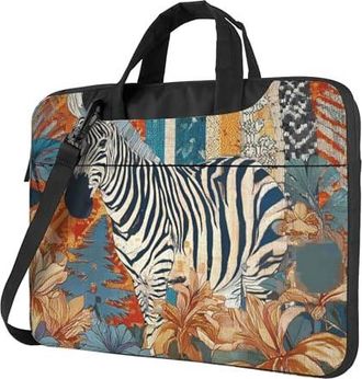 Generic Sac vintage pour ordinateur portable de 15,6 pouces avec bandouli&egrave;re - Motif jungle z&eacute;br&eacute; - Housse de protection antichoc pour ordinateur portable - P