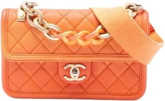 Chanel Sac port&eacute; &eacute;paule matelass&eacute; Sunset On The Sea Pre-owned - Femme - Pre-owned - Orange - Taille: ONE Size