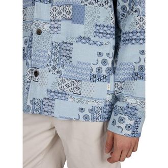 Les Deux Surchemise patchwork jacquard en coton m&eacute;lang&eacute;