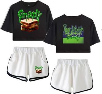 Generic 2025 KATSEYE &laquo; Gnarly &raquo; Inspir&eacute; de Single - Ensemble 2 pi&egrave;ces pour femmes - T-shirts courts et short pour les fans, S