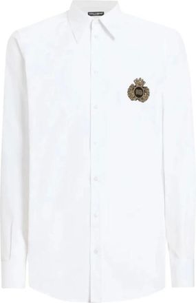 Dolce & Gabbana Homme, Chemises, Blanc, Taille: XL Chemise &agrave; Patch Logo