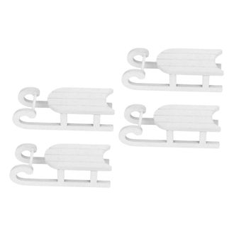 Cabilock 4st&uuml;cke Wei&szlig;er Holzschlitten Weihnachtsschmuck Deko Weihnachtsschlitten Ornament f&uuml;r Zuhause Party Geschenk