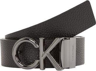 Calvin Klein Homme Ceinture Metal Bombe 3,5 cm Cuir, Marron (Black/Brown), 115 cm
