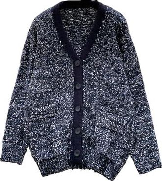 Generic Chemisier vintage en tricot patchwork &agrave; manches longues pour femme, Gris fonc&eacute;, taille unique