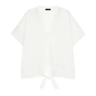 Fiorella Rubino Femme, Blouses et Chemises, Blanc, Taille: 44 FR Blouse en broderie anglaise avec
