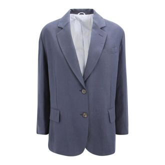 Brunello Cucinelli Femme, Vestes, Bleu, Taille: 34 FR Blazer &agrave; rabat et boutons