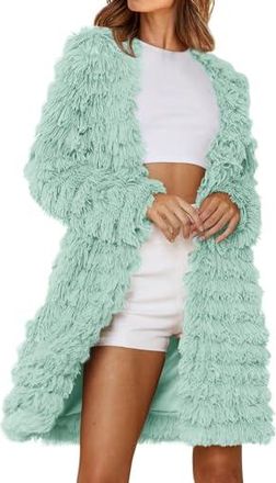 Generico Cardigan en tricot long automne et hiver pour femme Veste à manches longues élégante pour femme Manteau doux Couleur unie Décontracté Pull léger ouver