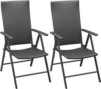 vidaXL Vidaxl - Chaises empilables de jardin 2 pcs Résine tressée Noir