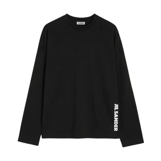 Jil Sander Logo Print Langarm-T-Shirt - - Tops - Herren - Schwarzk - L