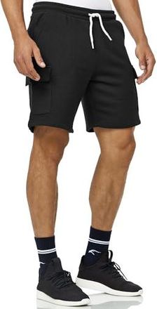 Indicode Hommes Dannie Cargo SweatShorts | Pantalon Court Cargo en Sweat avec Cordon de Serrage Black XL