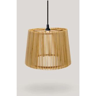 Licht-Erlebnisse H&auml;ngelampe au&szlig;en Holz E27 IP44 rund &Oslash; 39 cm Modern Pendelleuchte Garten Au&szlig;enleuchte Terrasse Beleuchtung