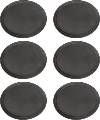 Argon Tableware 6X Schwarz 79cm x 66cm Ovales Rutschfestes Serviertabletts - Groß Plastik Küche Essen Tee Kaffee Abendessen Tisch Getränke Partyteller - Von Argon Tis