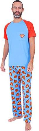 Superman Pyjama long pour homme Rouge Bleu, bleu, S