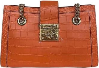 Generic Sac cabas pour femme en cuir de ventre de crocodile, sac &agrave; bandouli&egrave;re &agrave; cha&icirc;ne, sac &agrave; rabat en cuir dalligator v&eacute;ritable, sac bandouli&egrave;re simple