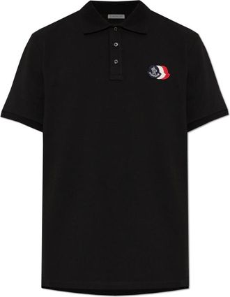 Moncler Homme, Tops, Noir, Taille: 2XL Polo avec &eacute;cusson logo