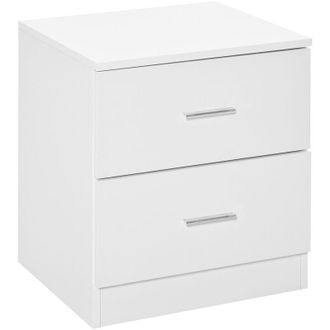 HOMCOM Homcom - Chevet table de nuit style contemporain 2 tiroirs poign&eacute;es alu blanc