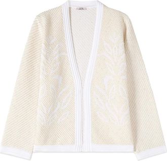 Oltre Femme, Pulls, Blanc, Taille: 46 FR Cardigan &agrave; effet mat et micro-sequins