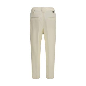 Versace Cropped Wool with Satin Bands Trousers - Beige