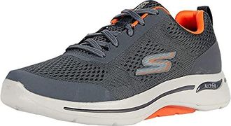 Skechers Homme Gowalk Arch Fit-Athletic Workout Walking Shoe with Air Cooled Foam Basket, Anthracite/Orange, 45 EU X-Large